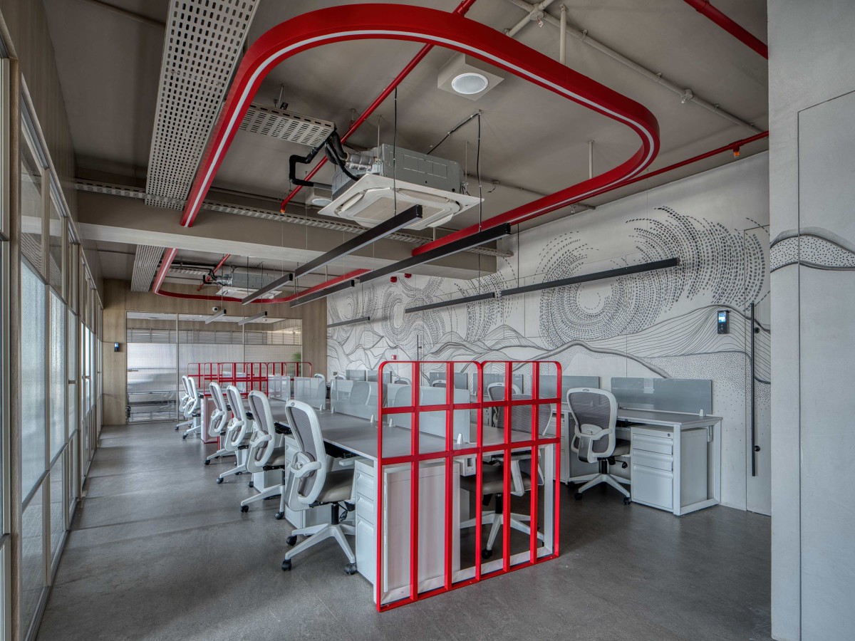 The Red Core - Gayatri Microns Corporate Office by One.9 Design Studio